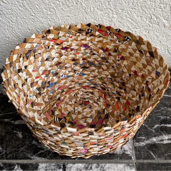 Accents | Recycled Catch All Basket Upcycled Paper Magazine Newspaper ...